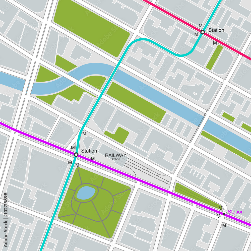 city map with transportation scheme vector de Stock | Adobe Stock