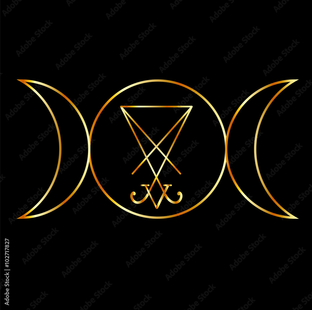 Wiccan symbol, Triple Goddess with sigil of Lucifer Stock Vector ...