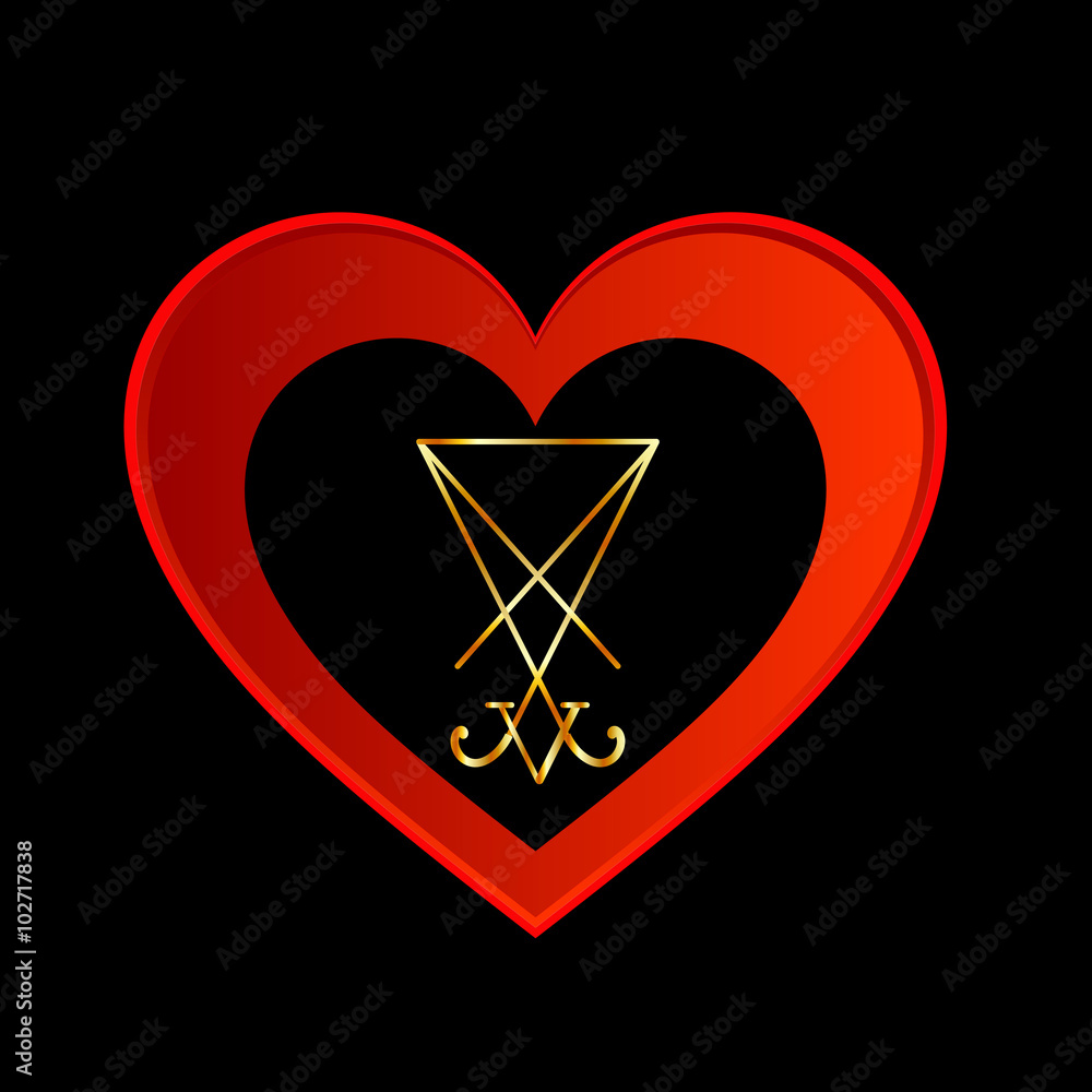 Sigil of Lucifer within a heart Stock Vector | Adobe Stock