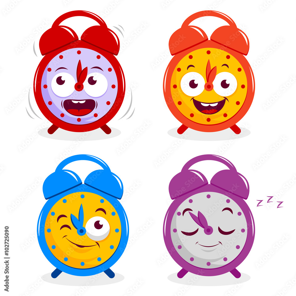Cartoon alarm clocks characters. Vector Illustration Stock Vector ...