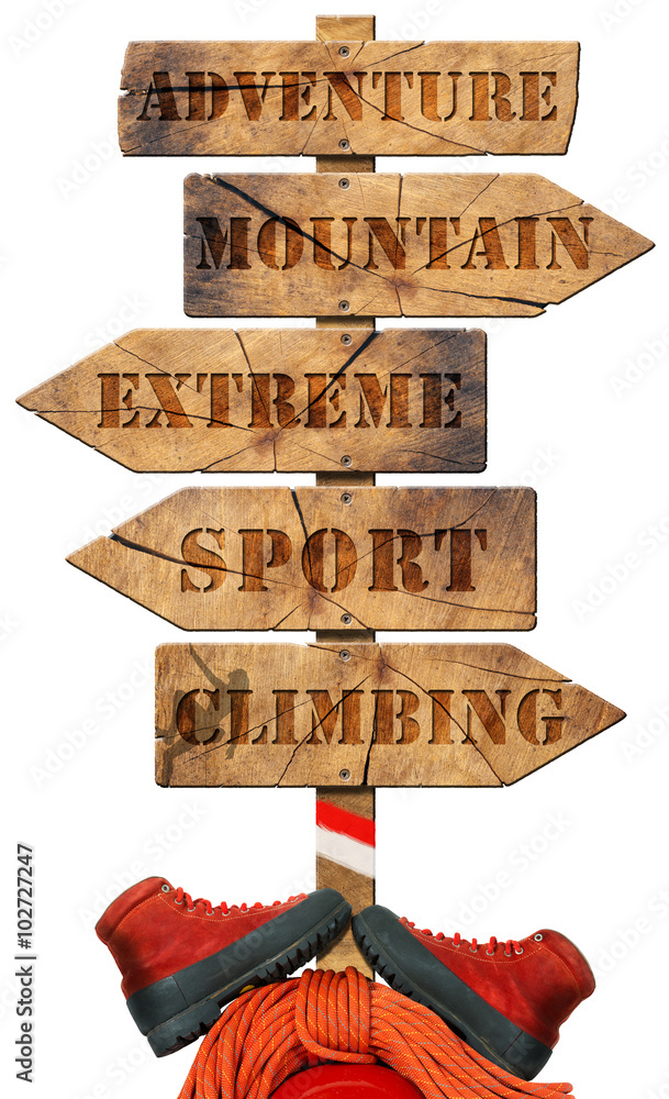 Climbing - Wooden Directional Sign / Wooden directional sign with ...