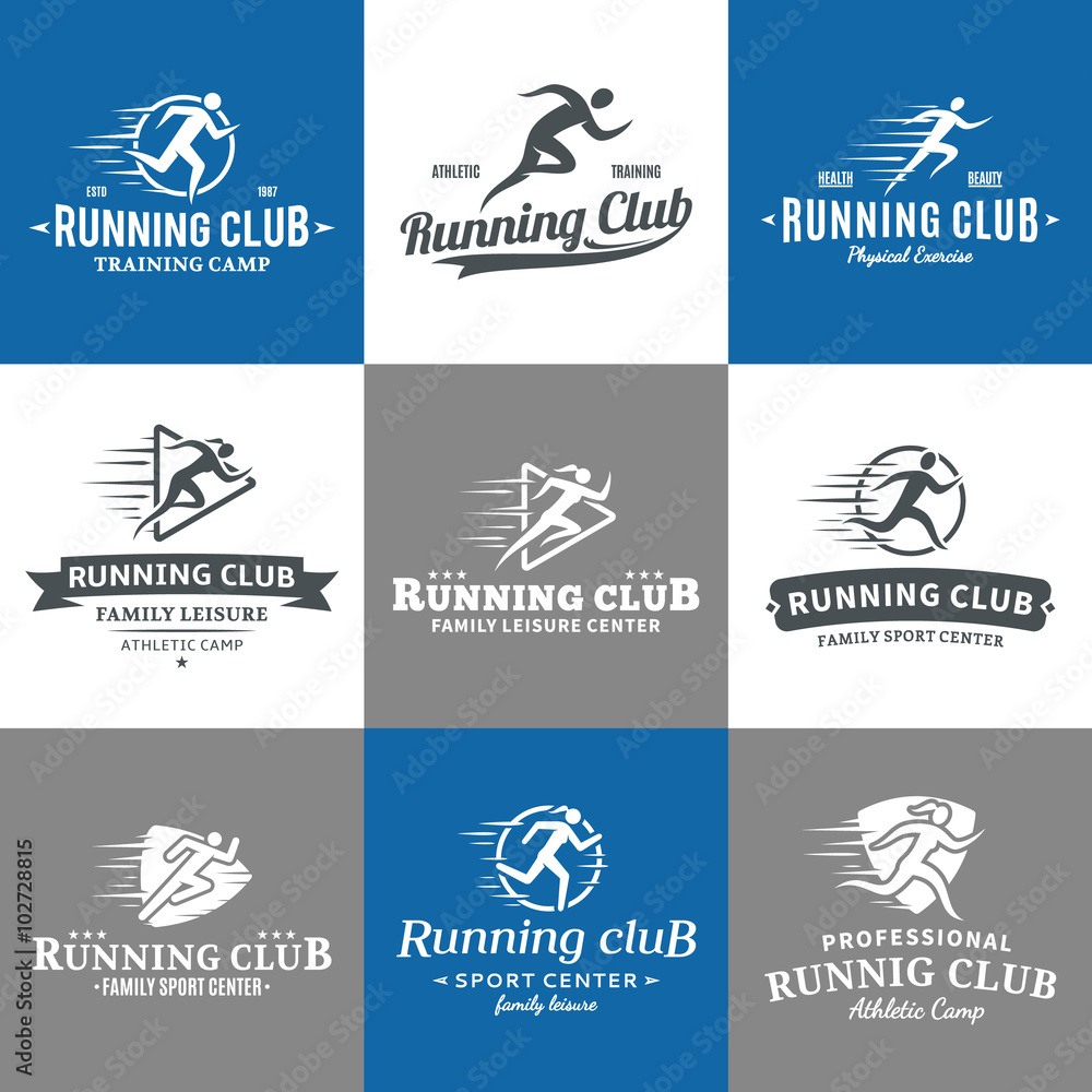 Running Club Logo, Icons and Design Elements Stock Vector | Adobe Stock