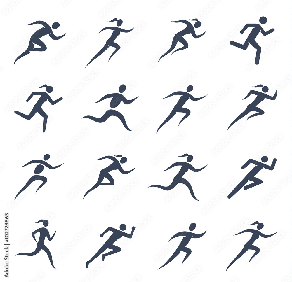 Running Man and Woman Icons Stock Vector | Adobe Stock