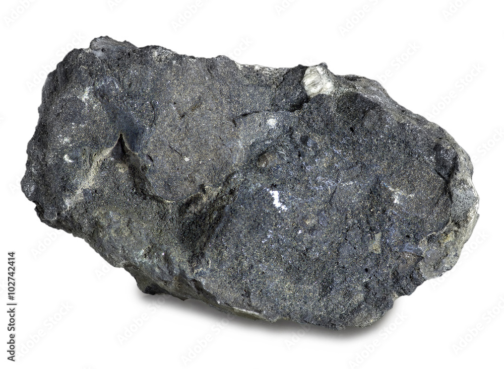 Phosphorite or rock phosphate isolated on white background is a non ...