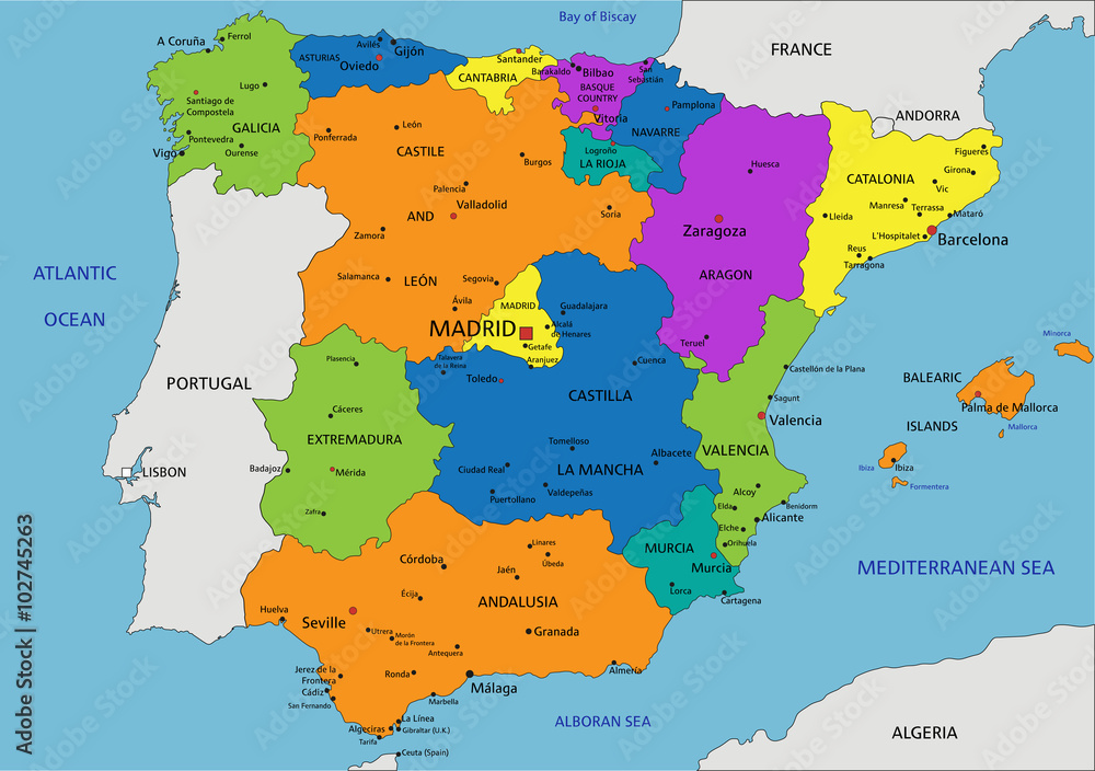 Spain Political Map Spain Political Map