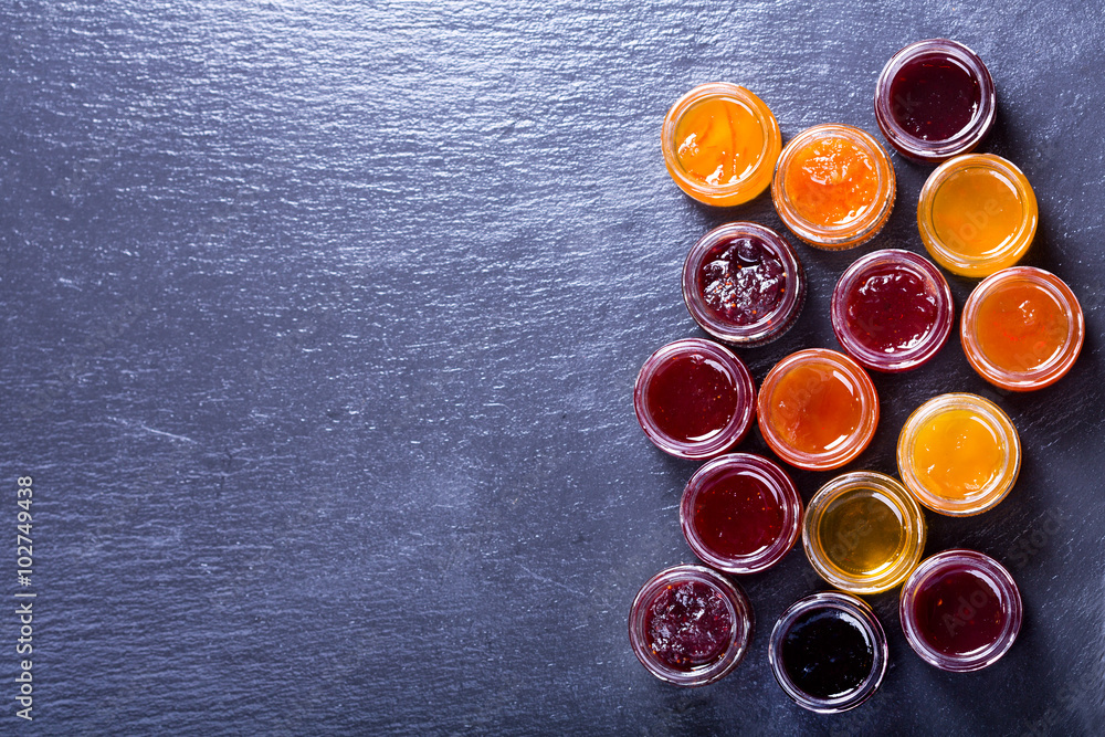 various jars of fruit jam Stock Photo | Adobe Stock