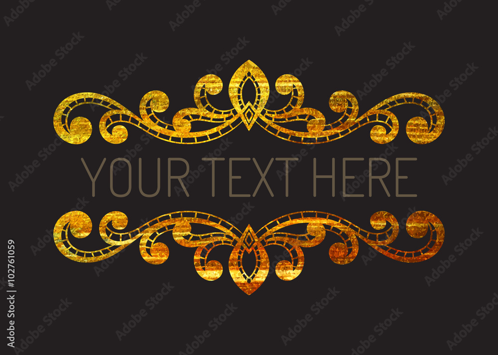Hand drawn gold textured decorative border. Stock Vector | Adobe Stock