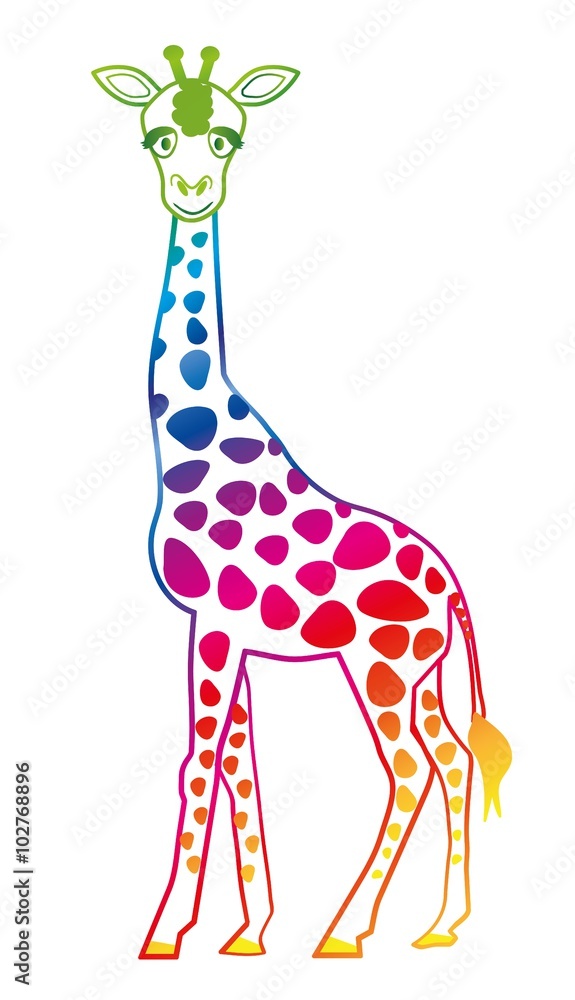 Giraffe cmyk color palette, rainbow color giraffe Stock Illustration ...