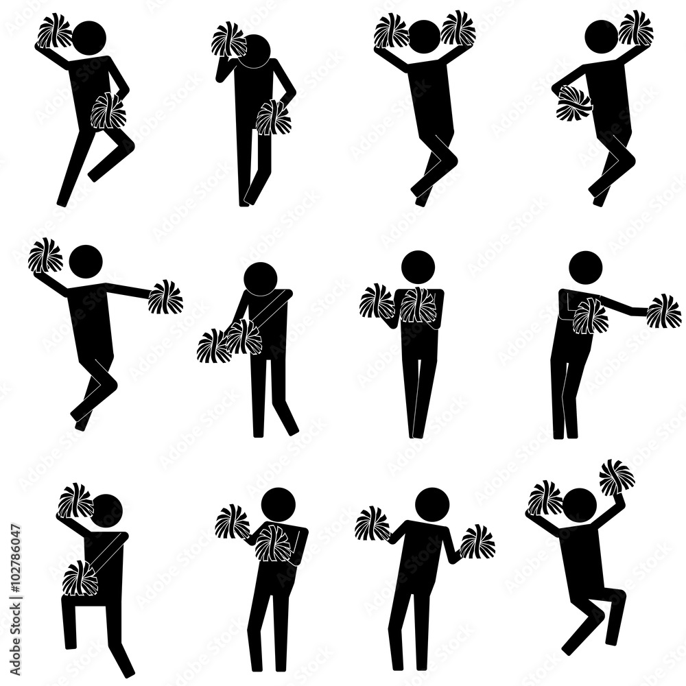 cheerleading activity with various moves icon symbol vector info ...