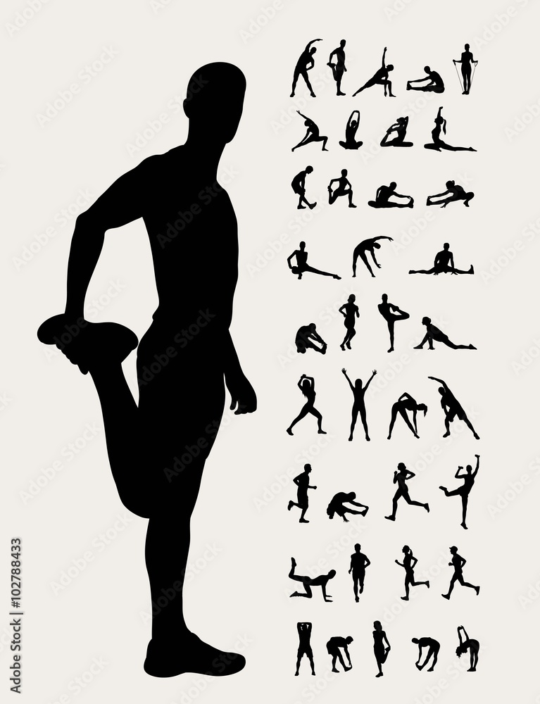 Stretching Silhouettes, art vector design Stock Vector | Adobe Stock