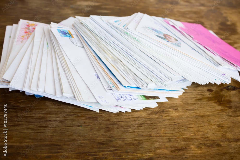 Stack of old paper letters Stock Photo | Adobe Stock
