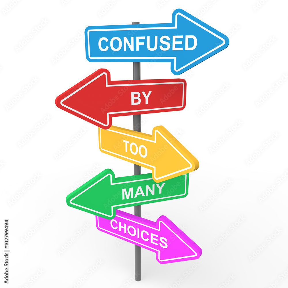 Confused by too many choices concept 3d sign boards ilustración de ...