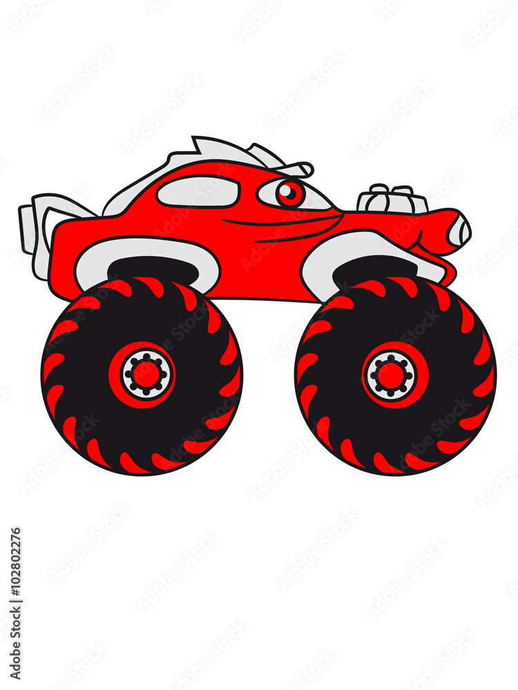 laughing cool monster truck comic eyes face cartoon cars Stock ...