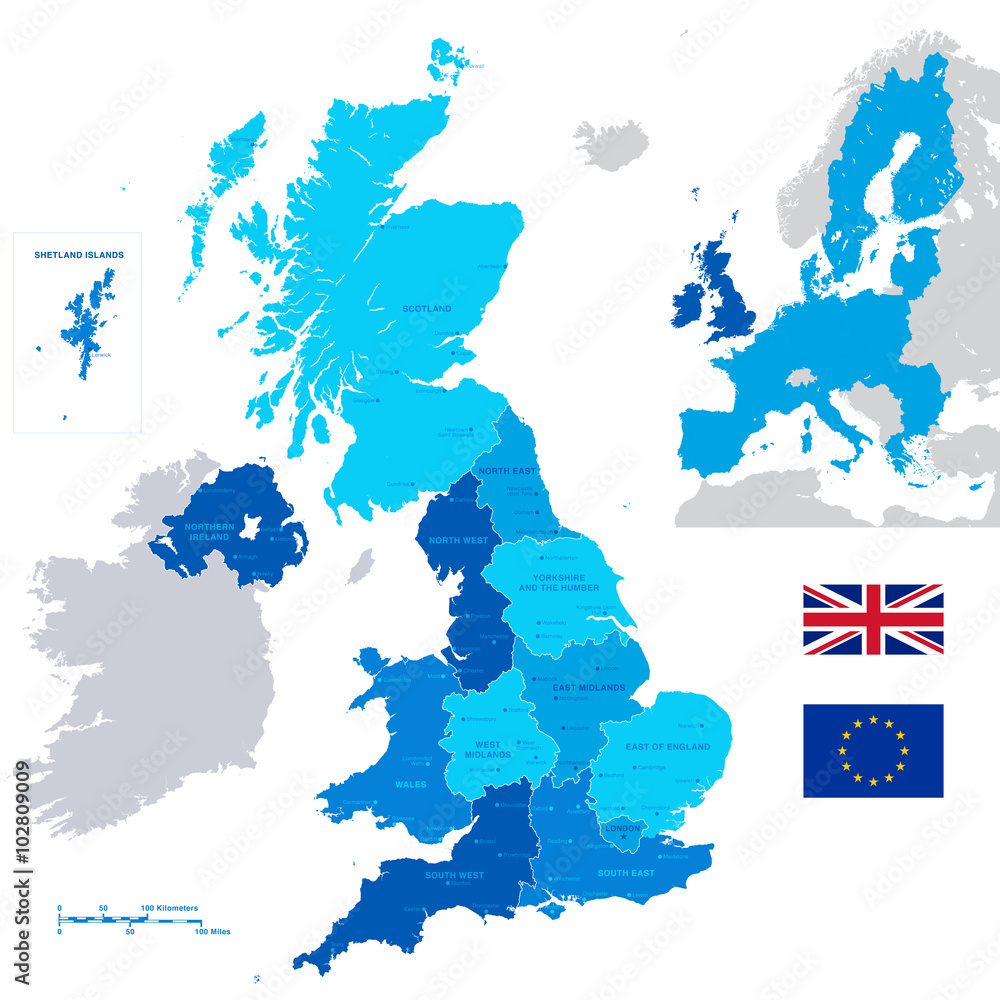 Vector Administrative UK Map Stock Vector | Adobe Stock