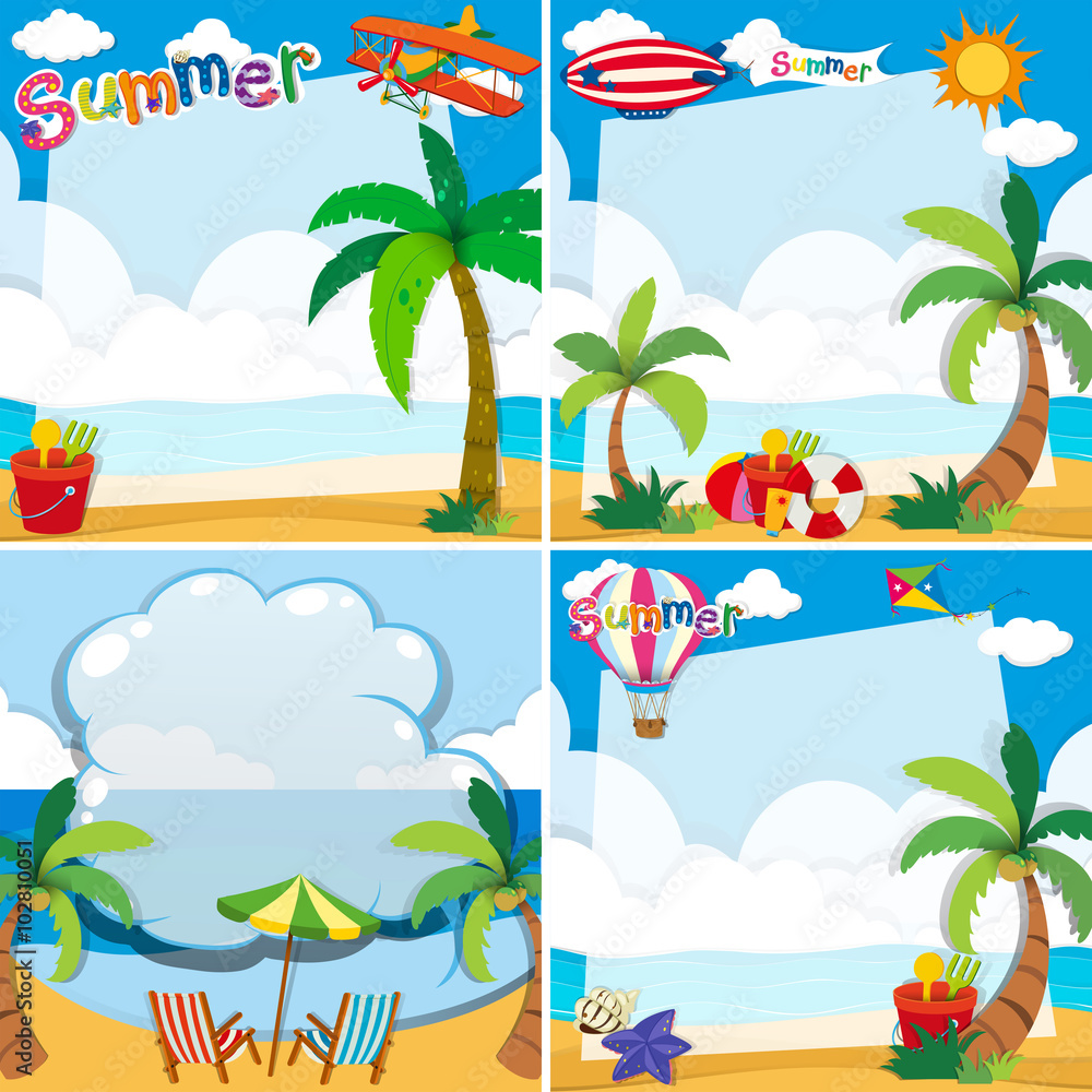 Border design with summer theme Stock Vector | Adobe Stock