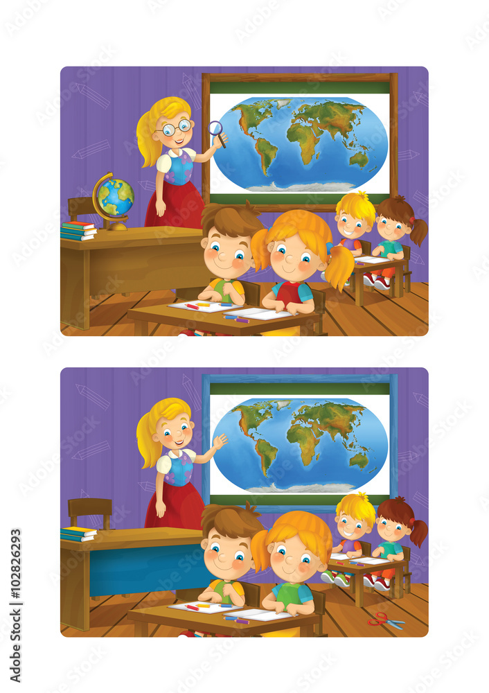 Cartoon classroom - teacher and kids - illustration for the children ...