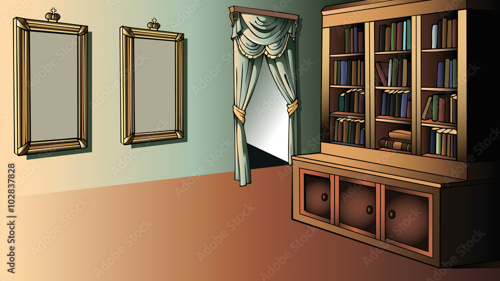 Small library in the palace, vector illustration Stock Vector | Adobe Stock