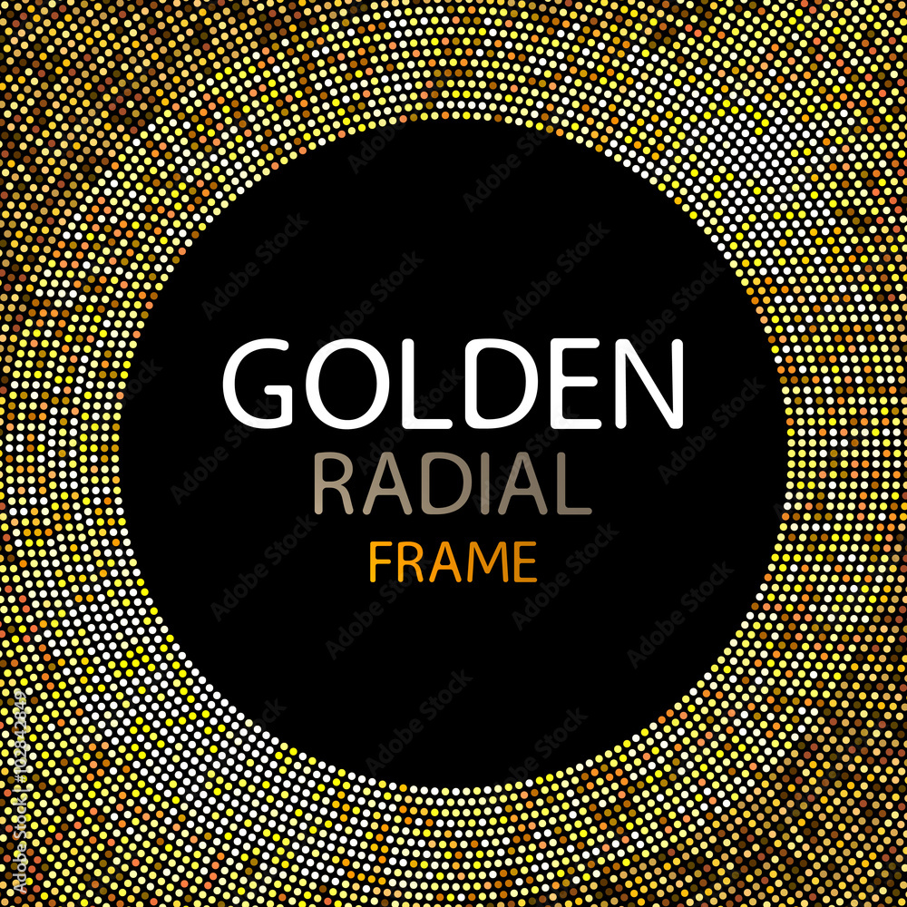 Vector gold disco lights frame or spangles round frame with empty ...