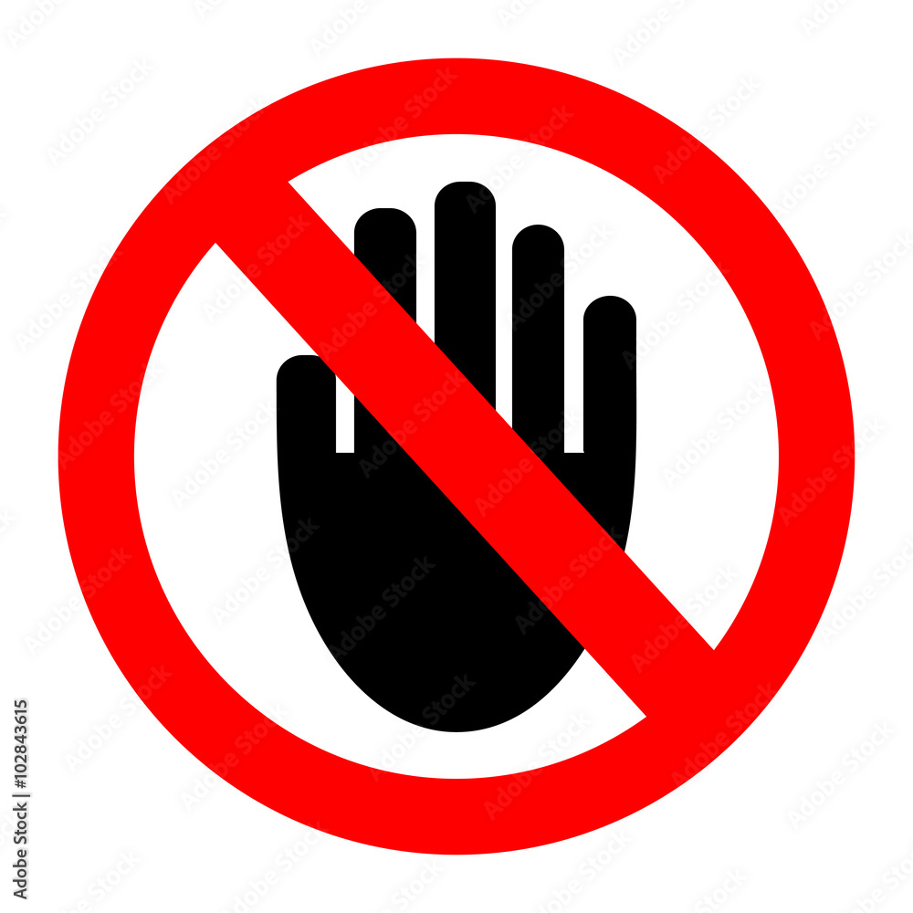 No entry hand sign on white background Stock Vector | Adobe Stock
