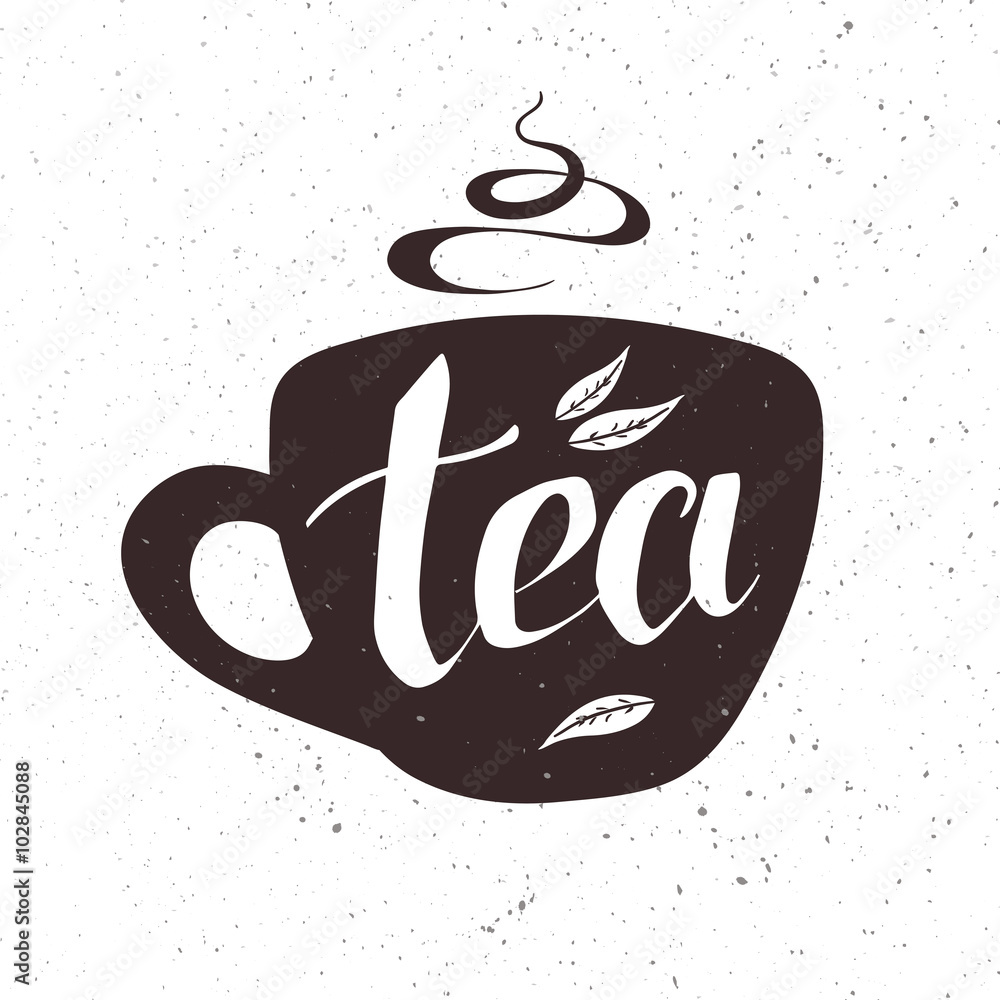 vector hand drawn lettering tea badge, labels, signs. Monochrome design ...