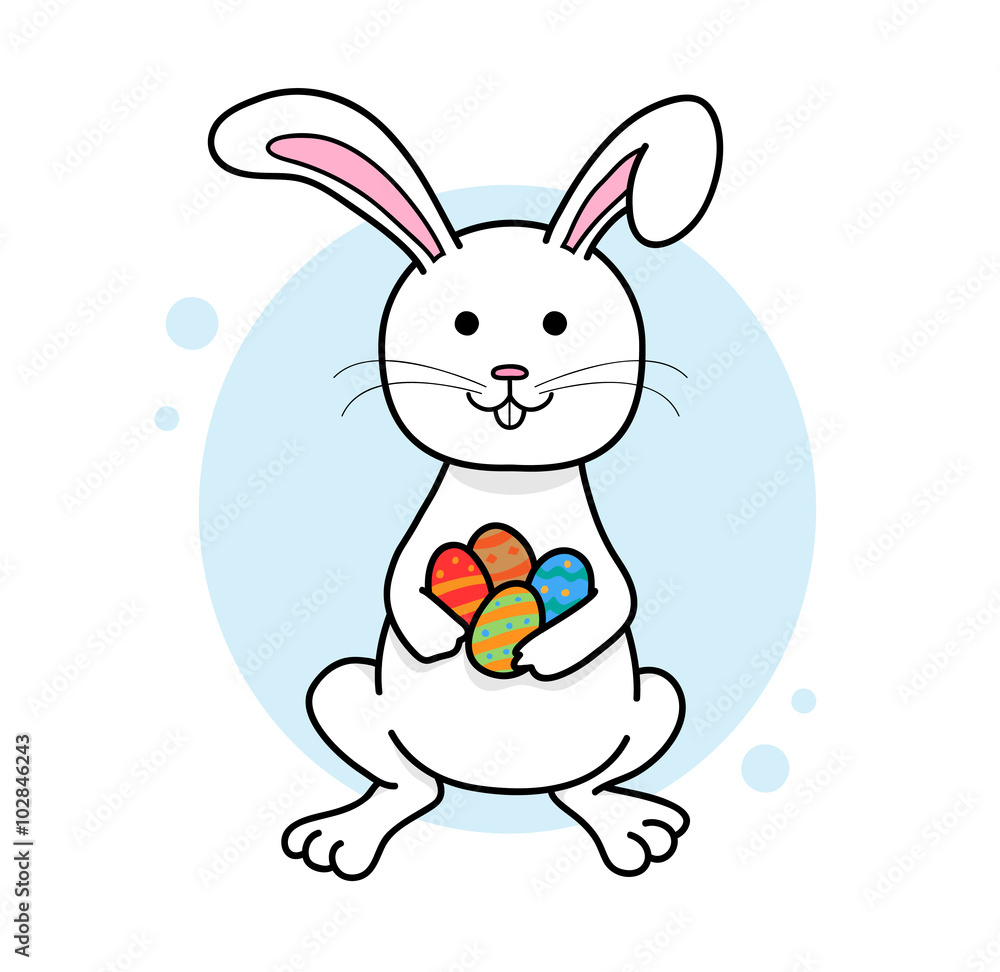 Easter Bunny, a hand drawn vector illustration of an Easter bunny ...