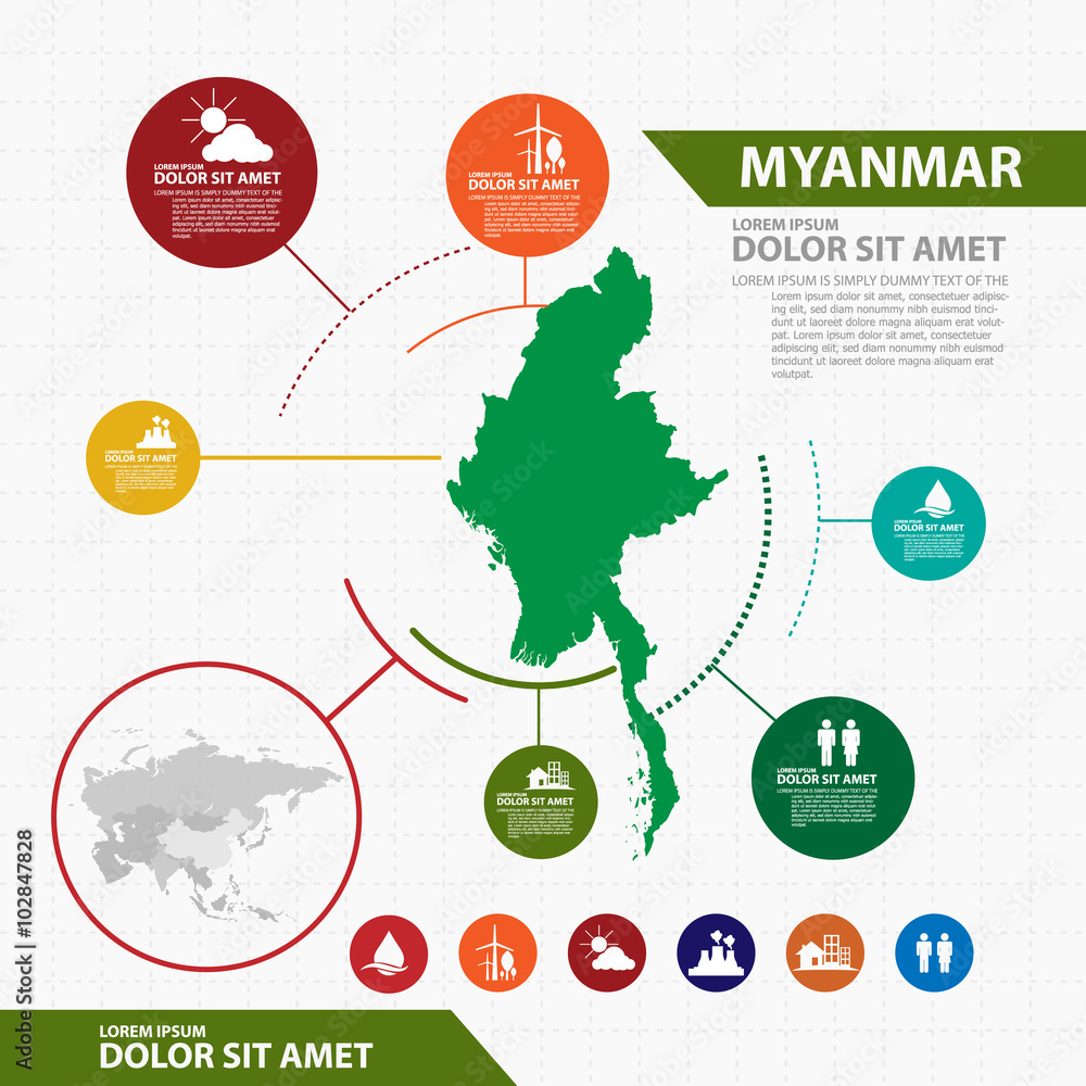 myanmar map infographic Stock Vector | Adobe Stock