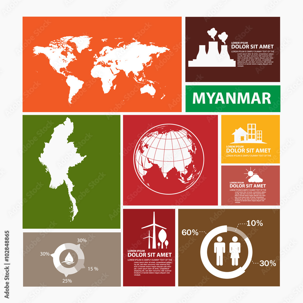 myanmar map infographic Stock Vector | Adobe Stock