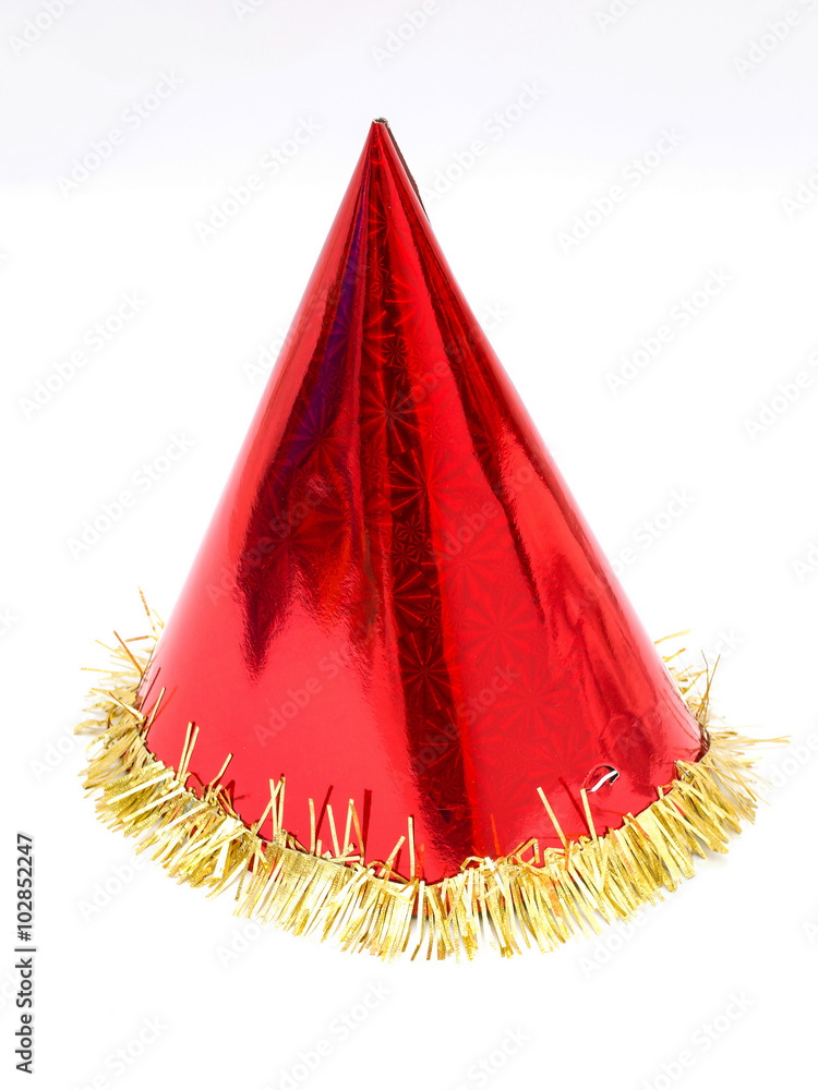 Purim. Clown's cap red on a white background Stock Photo | Adobe Stock