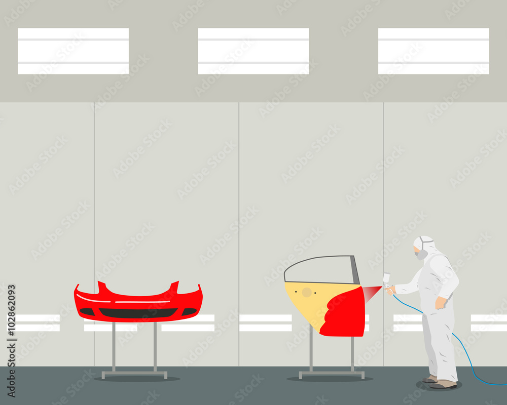 Inside of the operating room for interior painting of cars and parts ...