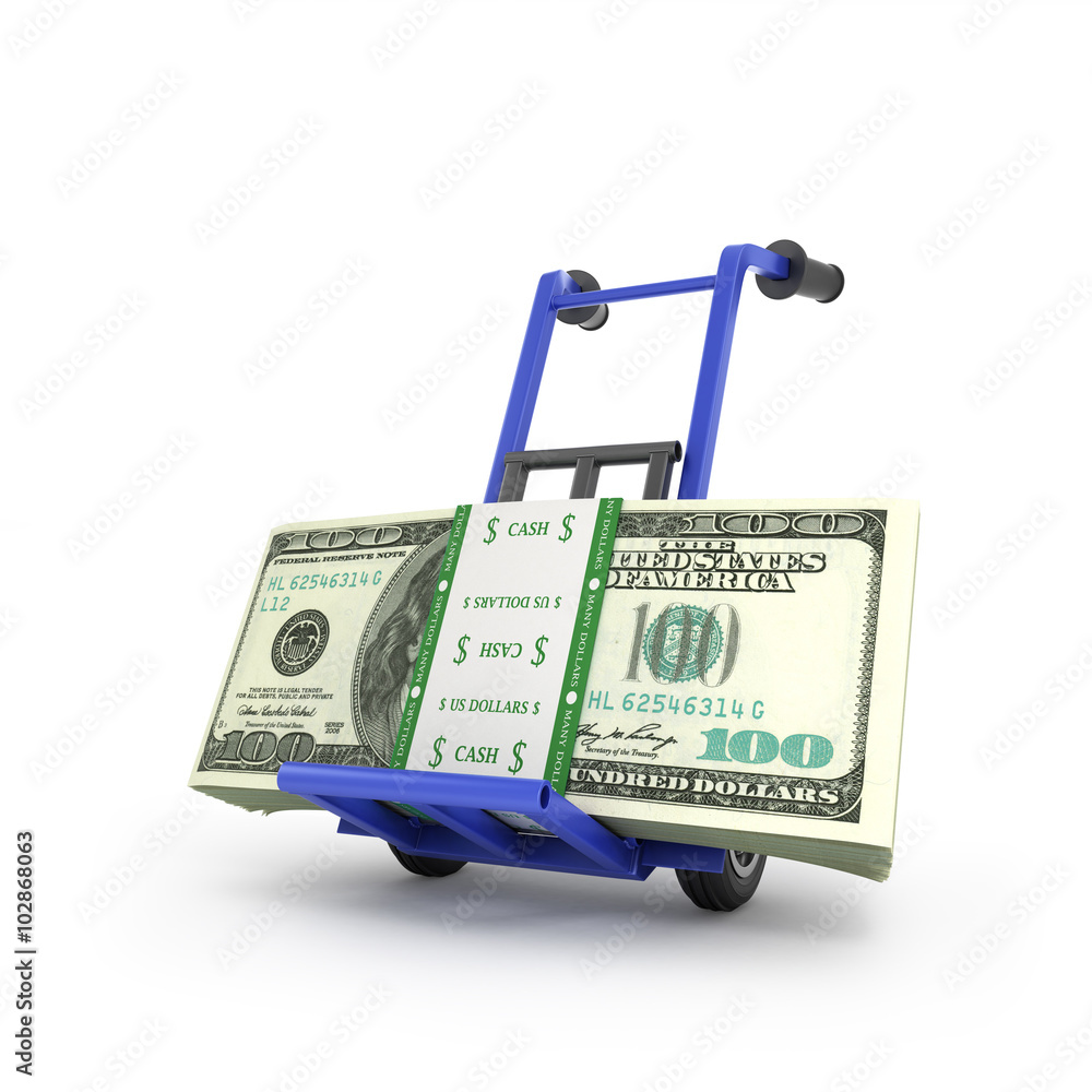 concept of cash transportation, money dollar bills stack on hand Stock ...