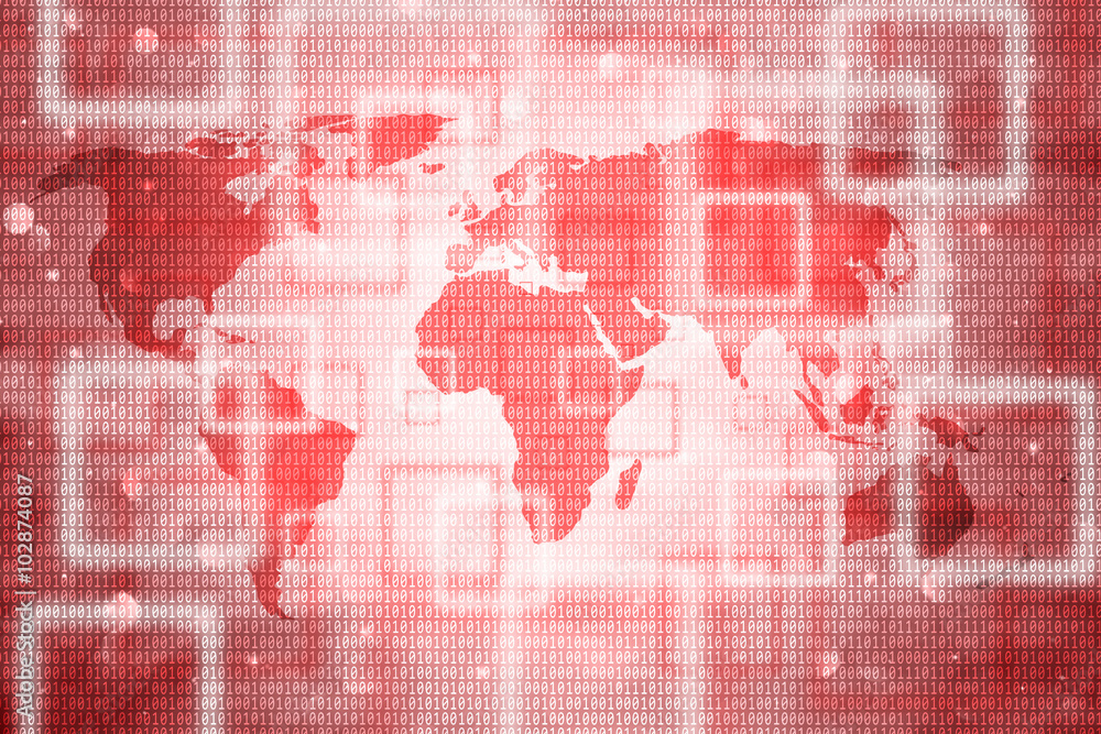Blurred Abstract World Map With Binary Numbers Background Conceptual World Map With Binary Code
