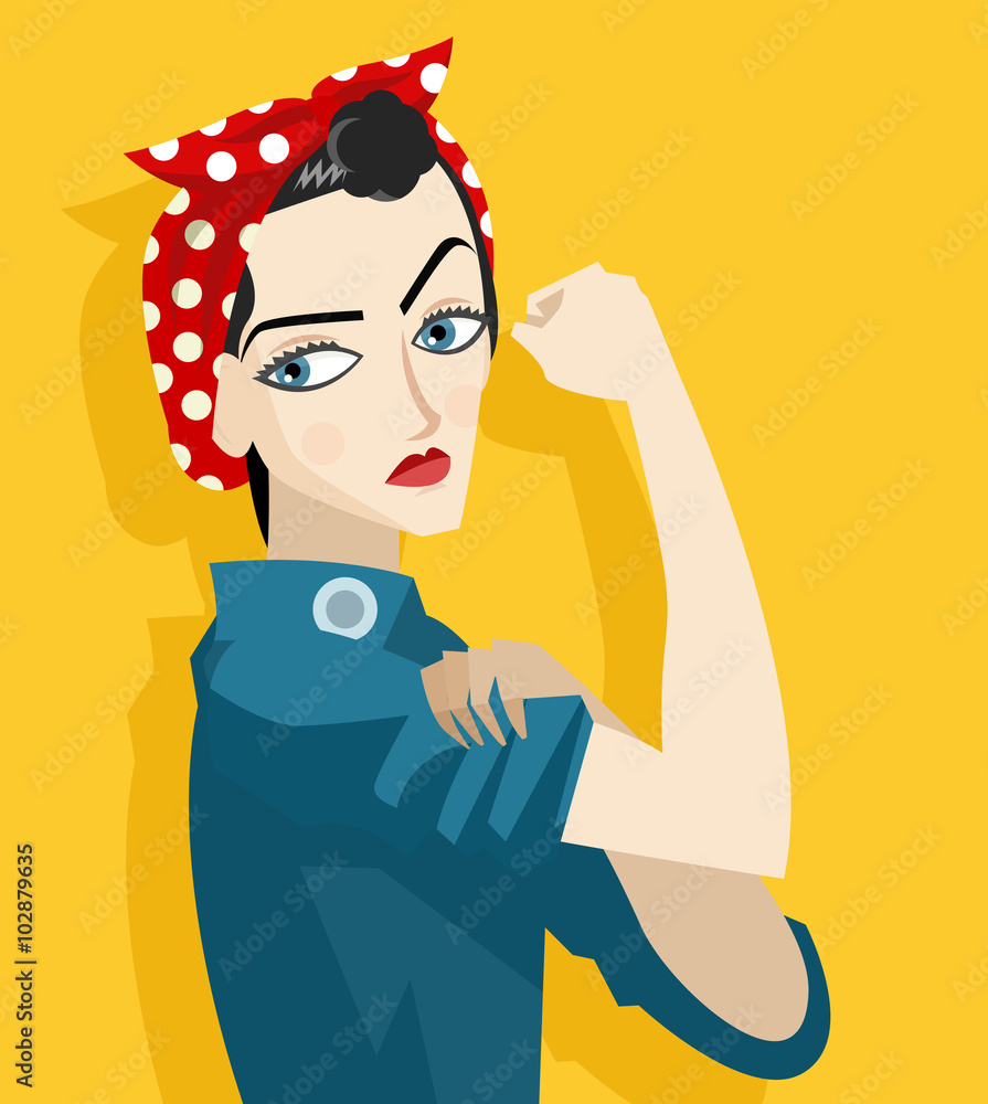 feminist girl holding her arm Stock Vector | Adobe Stock