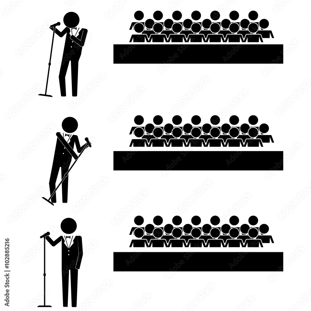 Singer in front of audience sign symbol pictogram Stock Vector | Adobe ...