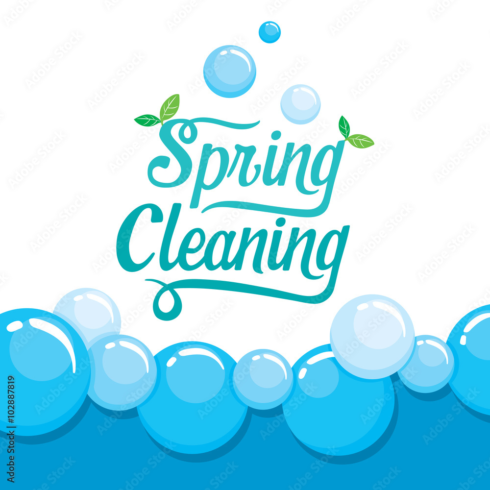 Vetor do Stock: Spring Cleaning Letter Decorating And Foam Background ...