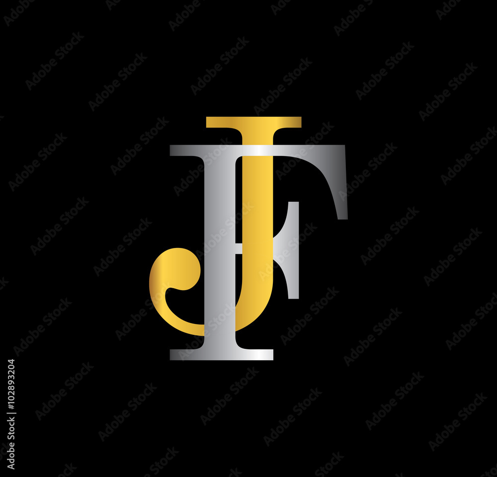 JF initial letter with gold and silver Stock Vector | Adobe Stock