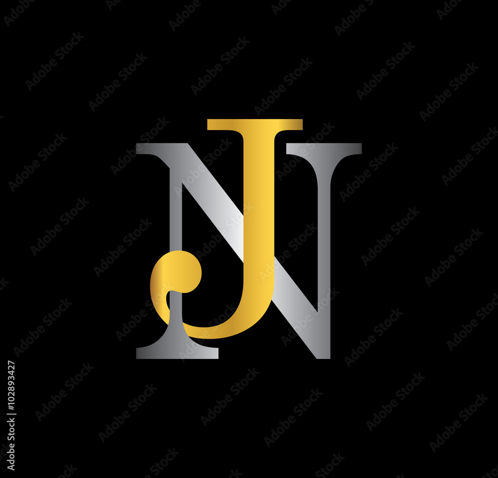 JN initial letter with gold and silver Stock Vector | Adobe Stock