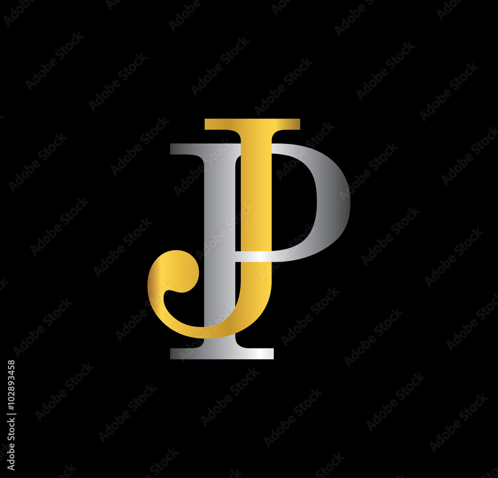 JP initial letter with gold and silver Stock Vector | Adobe Stock