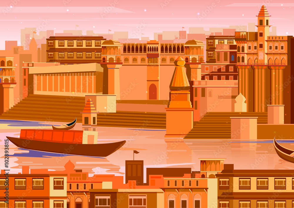 City of Varanasi in India Stock Vector | Adobe Stock