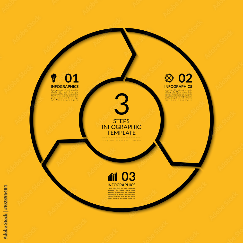 Infographic circle template. Simple black concept banner with 3 options ...