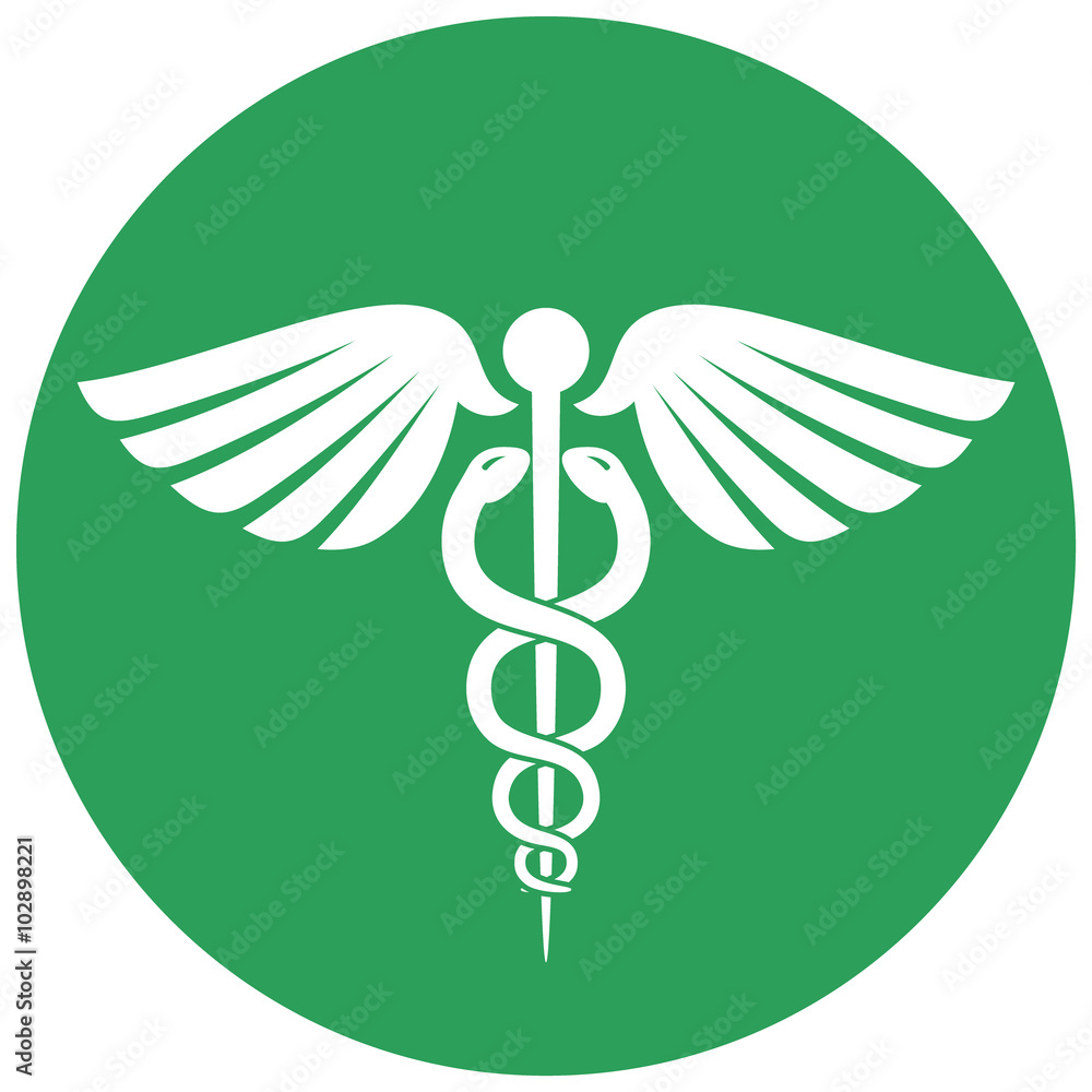 Round green caduceus symbol Stock Vector | Adobe Stock