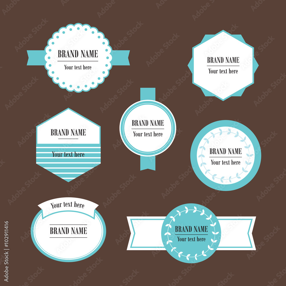Vector decorative labels set. Design elements, templates for packaging ...