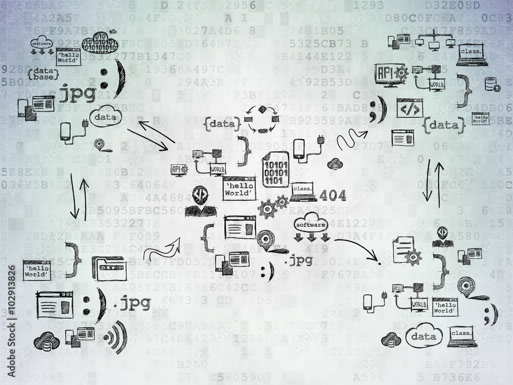 Digital background: Digital Paper with Hand Drawn Programming Icons ...