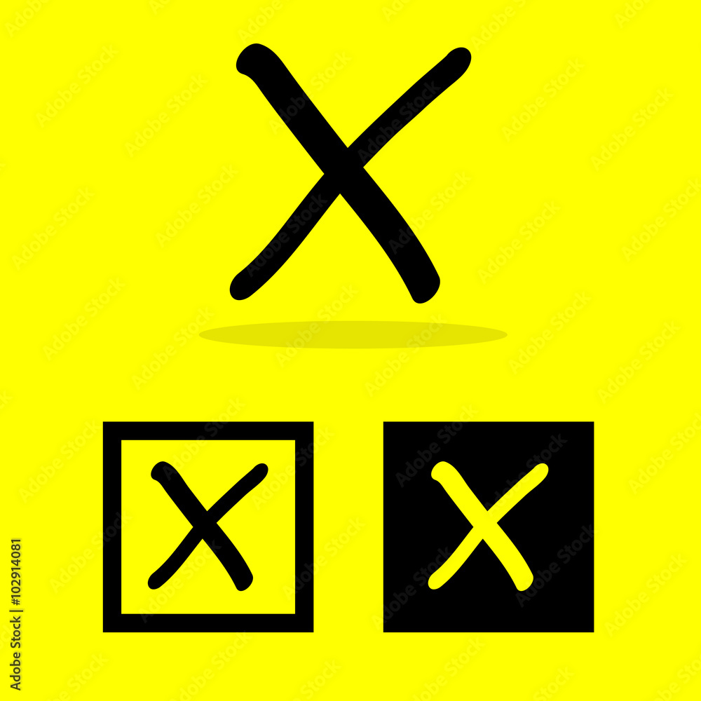 Yellow Hand drawn false check mark Vector EPS10, Great for any use ...