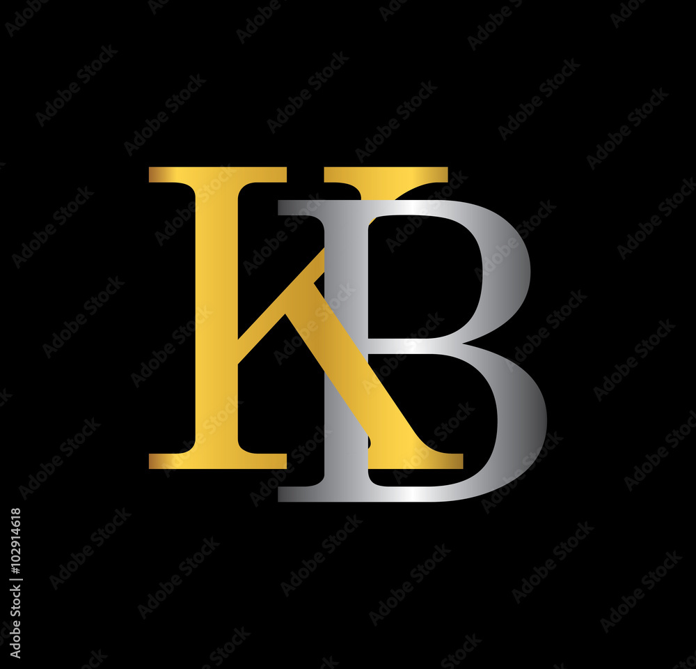 KB initial letter with gold and silver Stock Vector | Adobe Stock