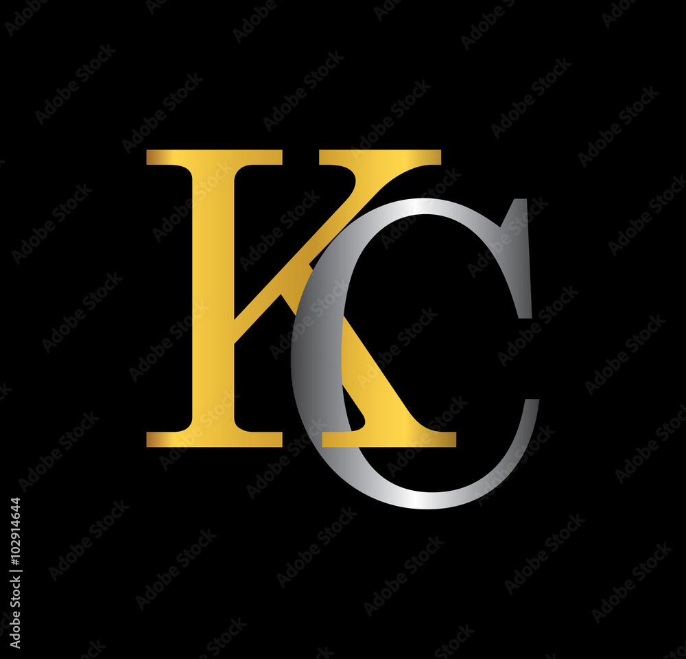 KC initial letter with gold and silver Stock Vector | Adobe Stock