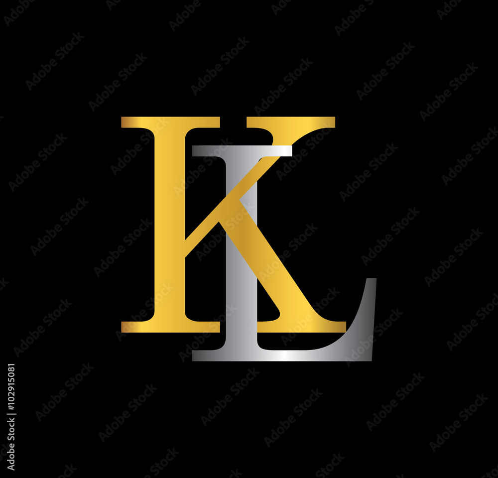 KL initial letter with gold and silver Stock Vector | Adobe Stock