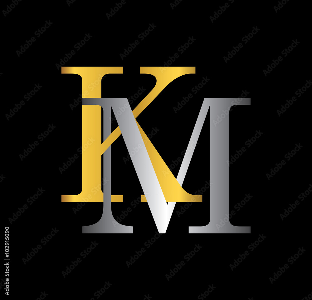 KM initial letter with gold and silver Stock Vector | Adobe Stock