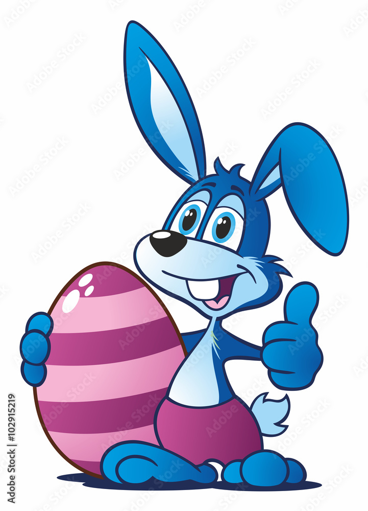 Blue Easter Bunny with Egg Stock Illustration | Adobe Stock