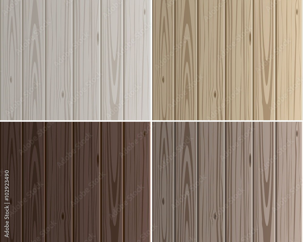 Wood texture vector background panels with grain. Set of wood light and ...