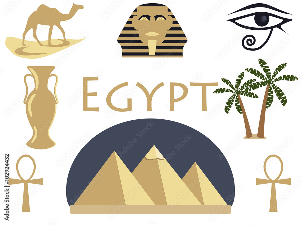 Welcome to Egypt. Symbols of Egypt. Tourism and adventure. Vector ...